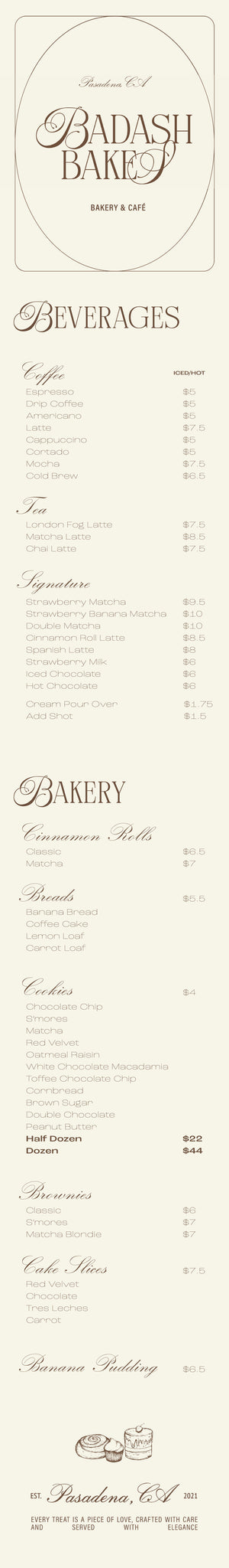 Bad Ash Bakery Menu